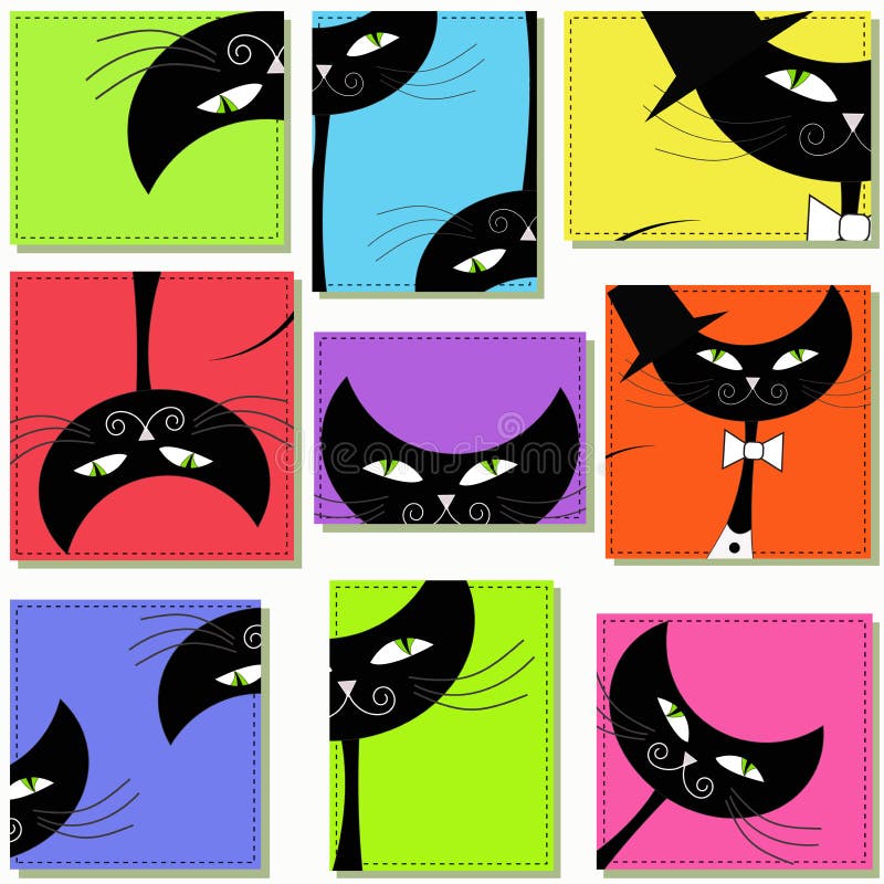 Nine icons with cats stock vector. Illustration of shiny - 53958545