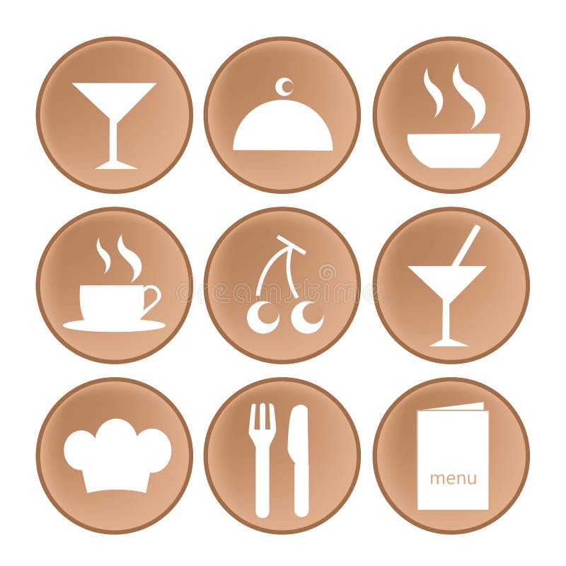 Nine icons for menu stock illustration. Illustration of cooking - 34945494