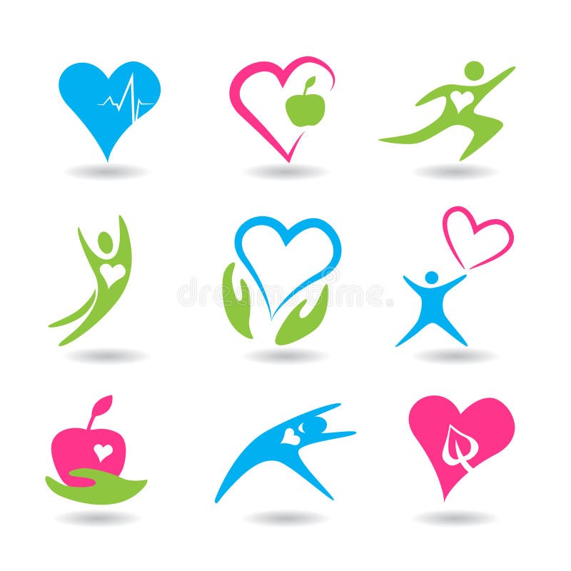 Nine Icons Symbolizing Healthy Heart Stock Vector - Illustration of ...
