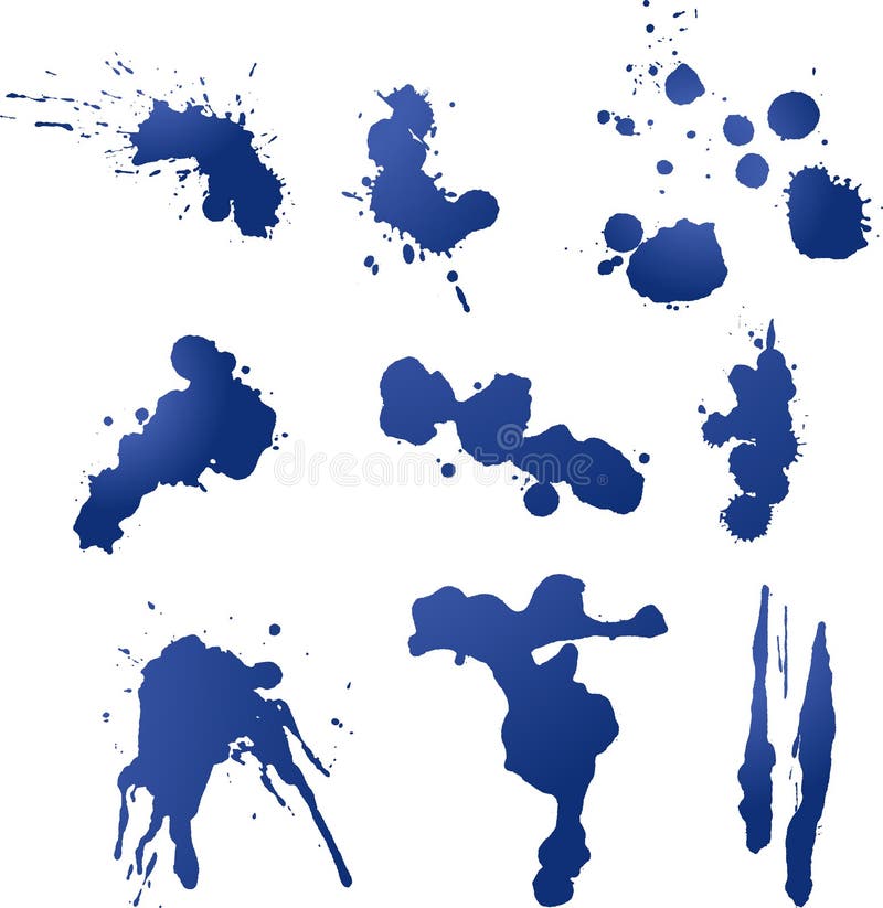 Nine Ink and Paint Splatters Stock Vector - Illustration of splashing ...