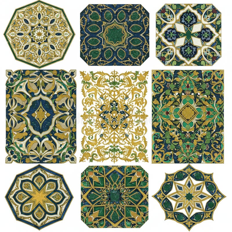 Nine Intricate Geometric Patterns, Each in a Unique Design ...