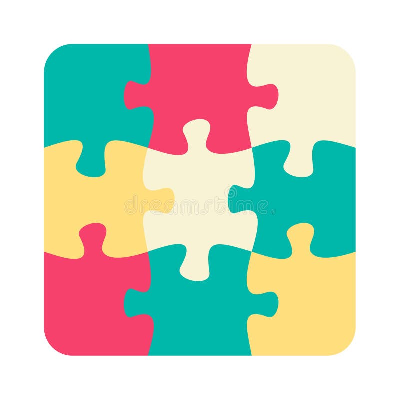 Nine Jigsaw Pieces or Parts Connected Together Stock Illustration ...