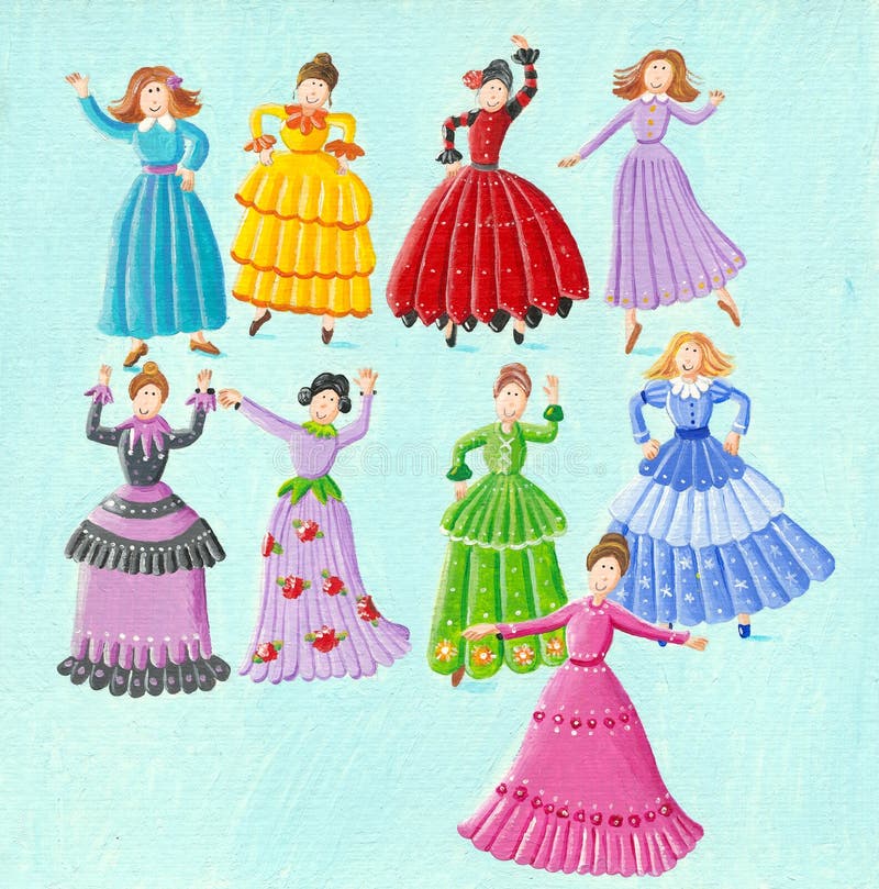 Nine Ladies Dancing Clipart