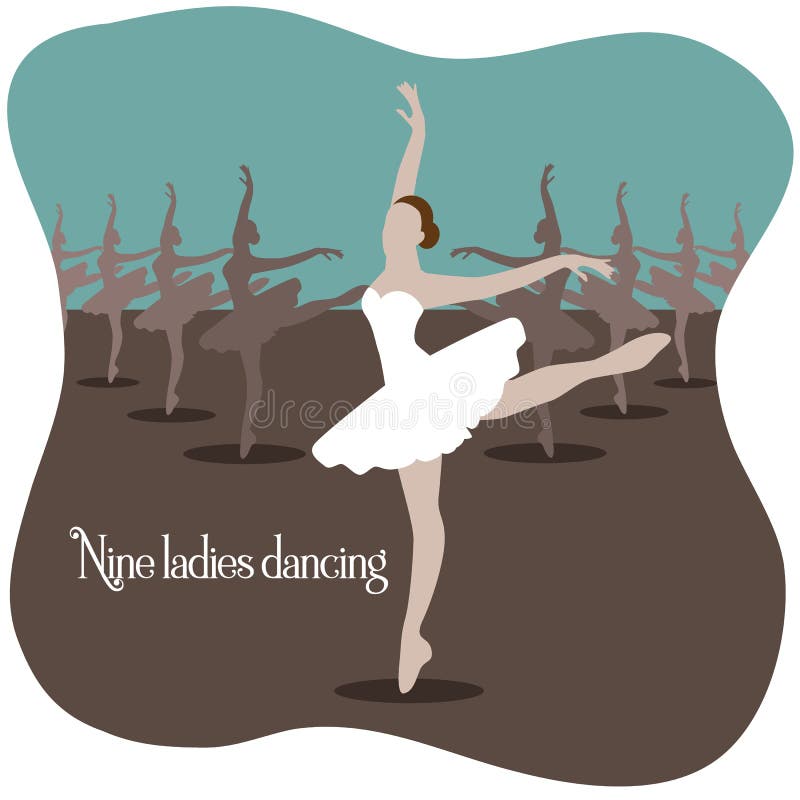 Nine Ladies Dancing Vector Illustration Stock Vector - Illustration of ...