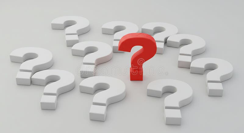 Nine Large 3D Question Marks are Arranged on a Light Gray Surface ...