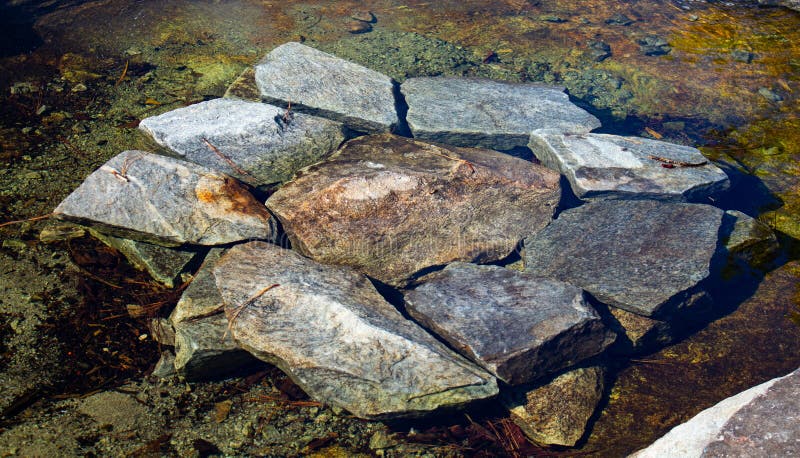 Nine Large Stones in a Circle in a Shallow Pond Stock Image - Image of ...
