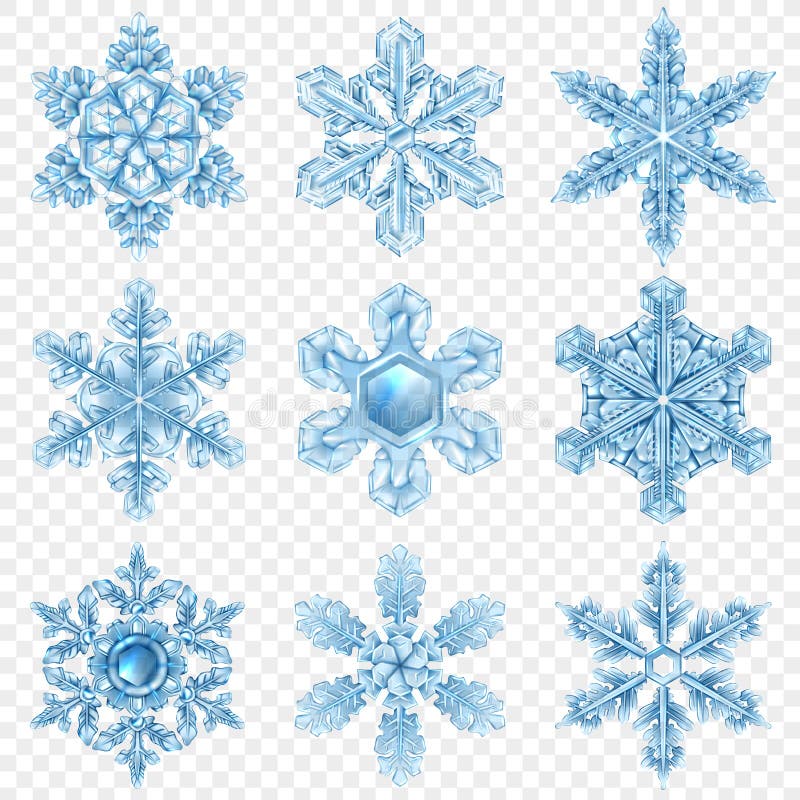 Realistic Snowflake Icon Set Stock Vector - Illustration of holiday ...