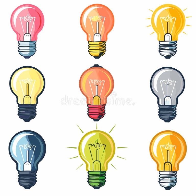 Nine Light Bulbs Colored Differently Handwritten Word Ruby Inside ...