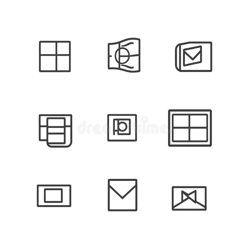 Collection of Nine Minimalist Square Icons: Clean Graphic Design ...