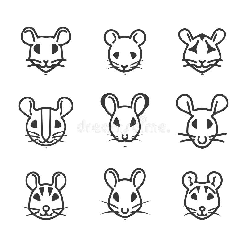 Adorable Mouse and Hamster Faces: Cute Cartoon Rodent Illustrations ...