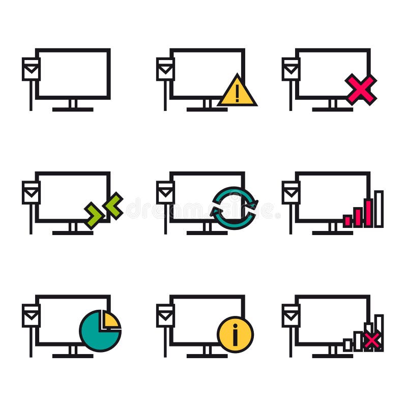 Nine Line Icons - Computer Connection Stock Vector - Illustration of ...