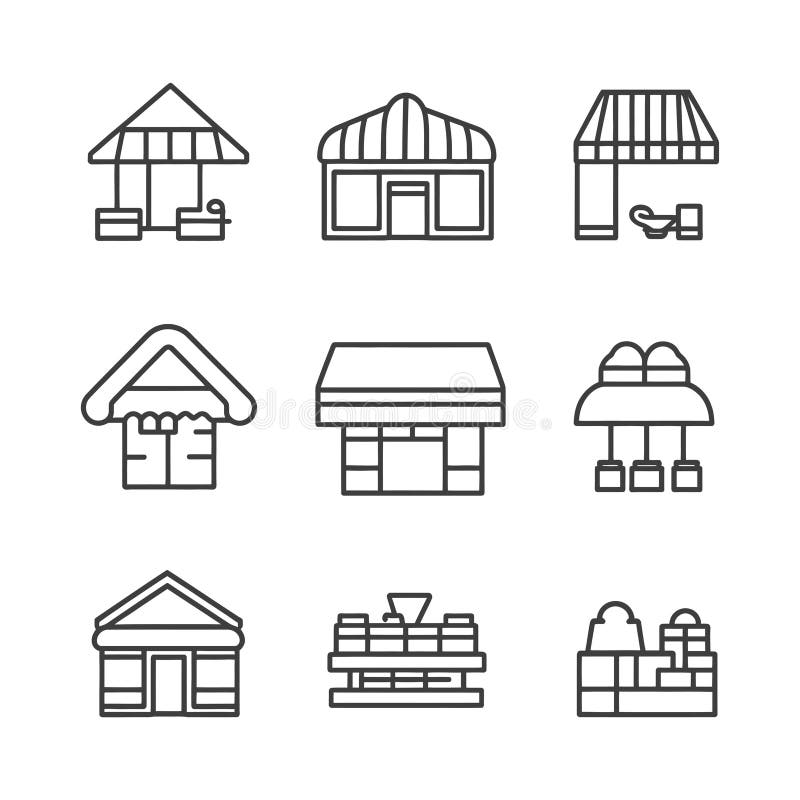 Collection of Various Shop and Store Icon Set Stock Vector ...