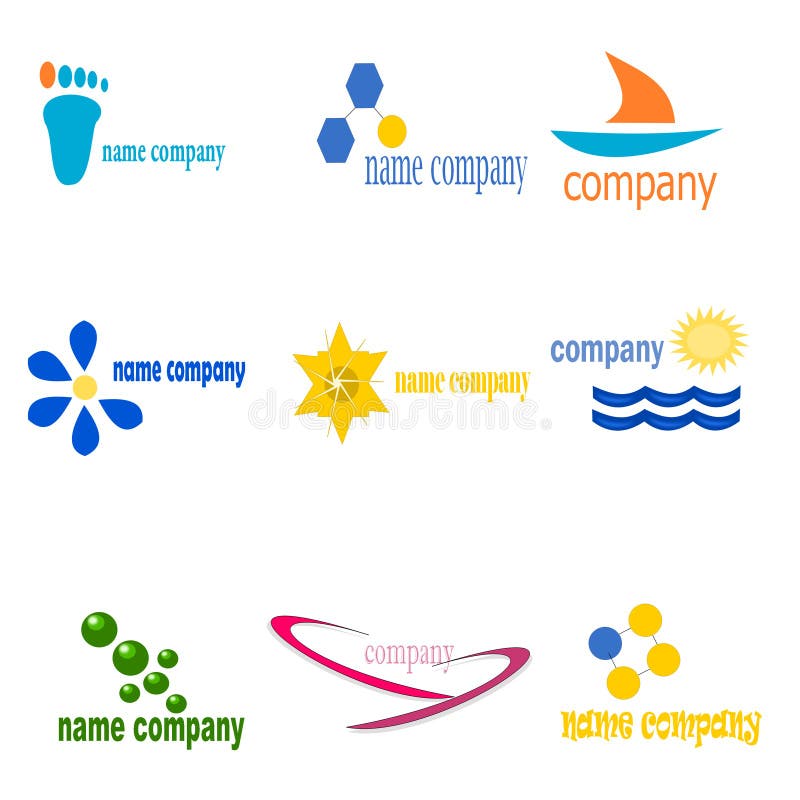Nine logos stock illustration. Illustration of shape - 13435158