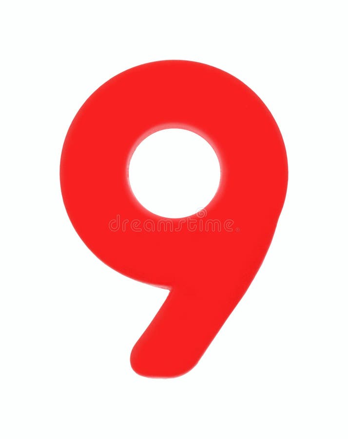 9 Nine Magnetic Letter with Clipping Path Stock Photo - Image of play ...