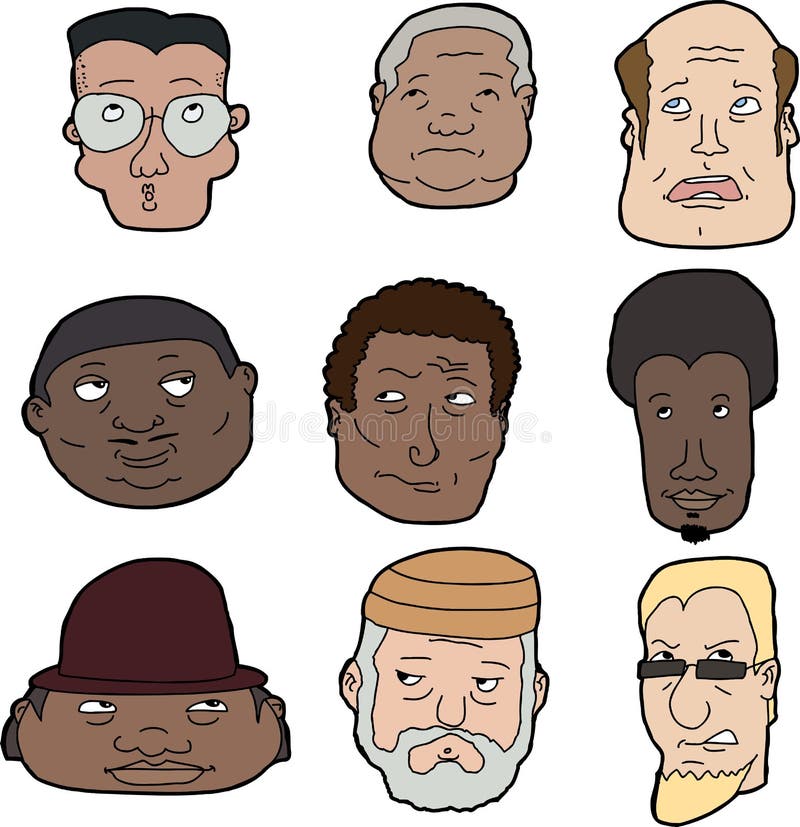 Funny Cartoon Heads and Faces Stock Vector - Illustration of ...