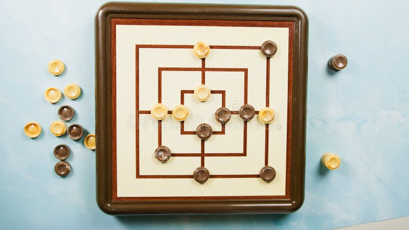 Nine Men Morris Board Game Challenge Stock Photo - Image of classic ...