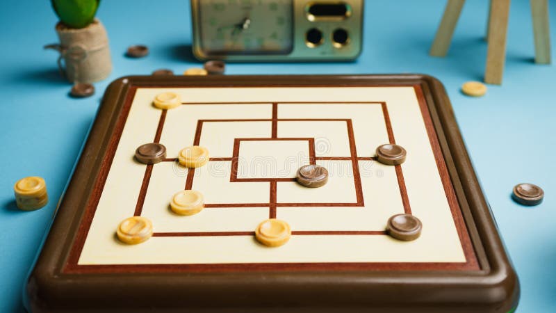 Nine Men Morris Board Game Challenge Stock Image - Image of competition ...