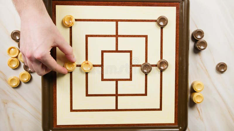 Nine Men Morris Board Game Challenge Stock Image - Image of strategic ...