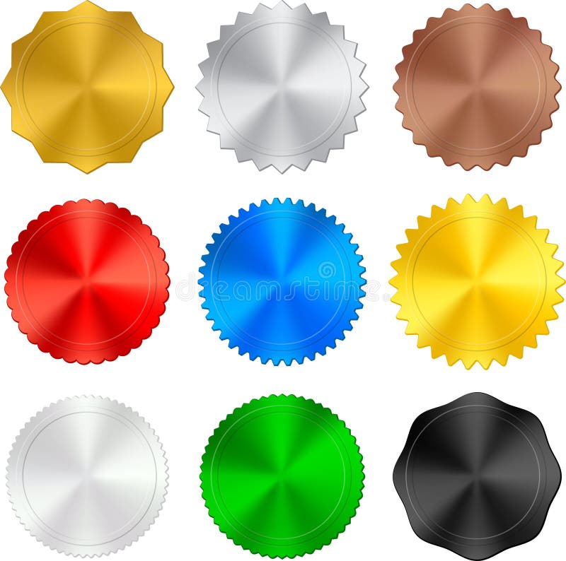 Nine Metallic Badges in Different Colors in Shiny Style Stock ...