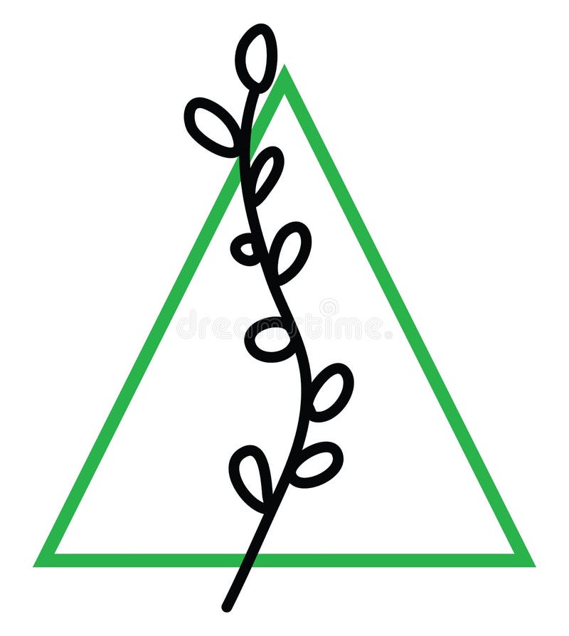 Nine Minimalistic Leaves on a Long Stem, Icon Stock Vector ...