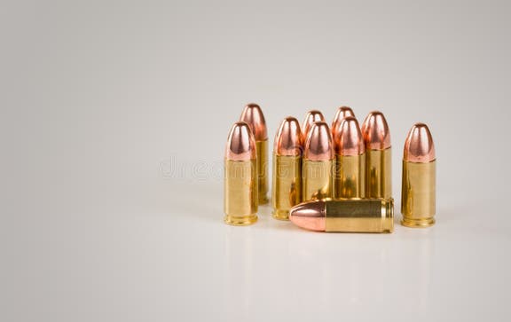Nine (9) Mm Brass Shell Ammunition Stock Image - Image of military ...