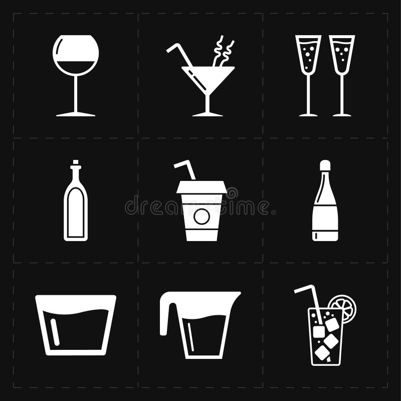Nine modern flat bar icons stock vector. Illustration of alcohol - 65941143