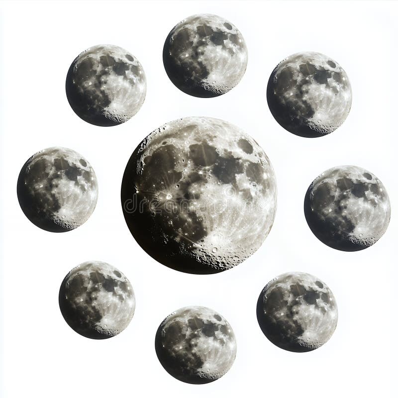 Nine Moons Celestial Pattern Dark Grey White Background Art Space Night ...