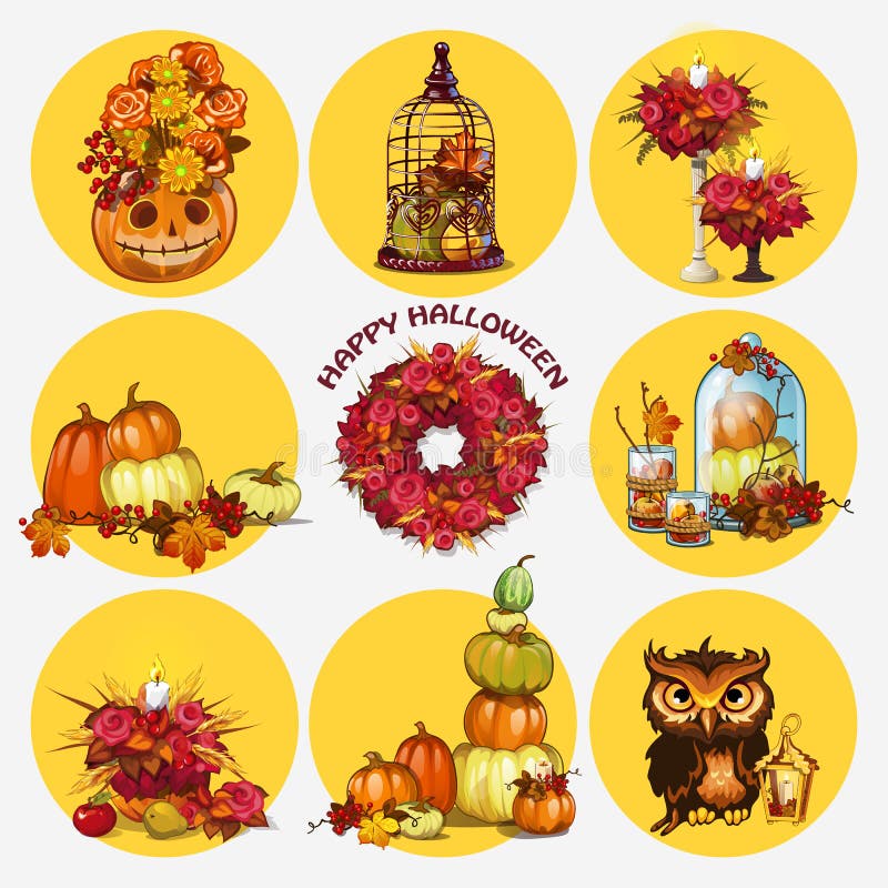 Nine Objects, Autumn and Festive Mood Stock Vector - Illustration of ...