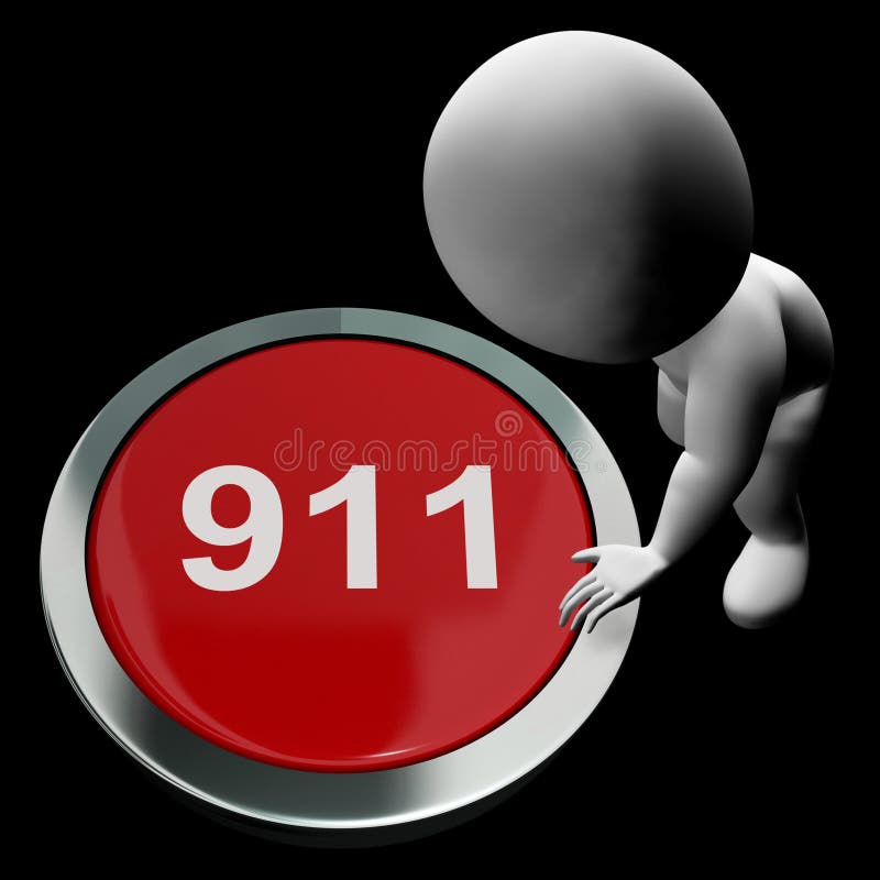 Nine One One Button Shows 911 Emergency or Crisis Stock Illustration ...