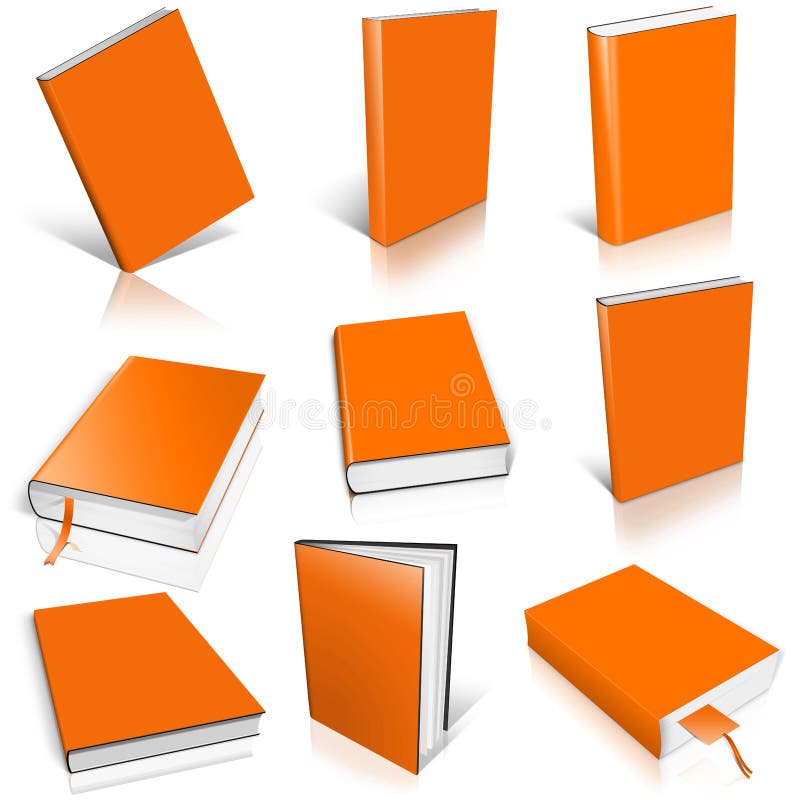 Nine Orange Empty Book Template Stock Illustration - Illustration of ...