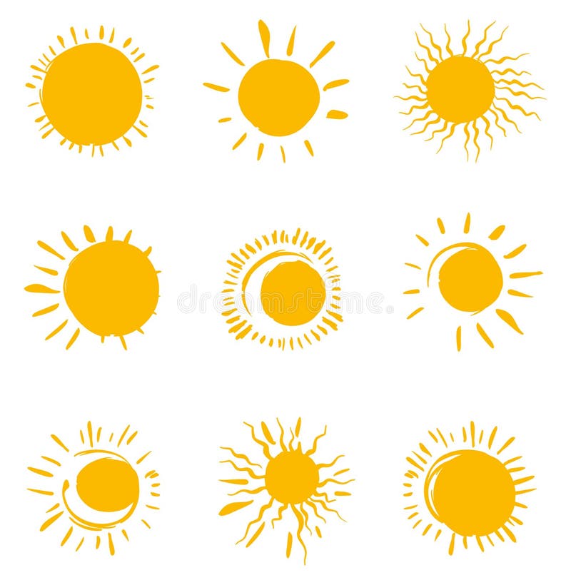 Nine Painted Solar Symbols. Stock Illustration - Illustration of brush ...
