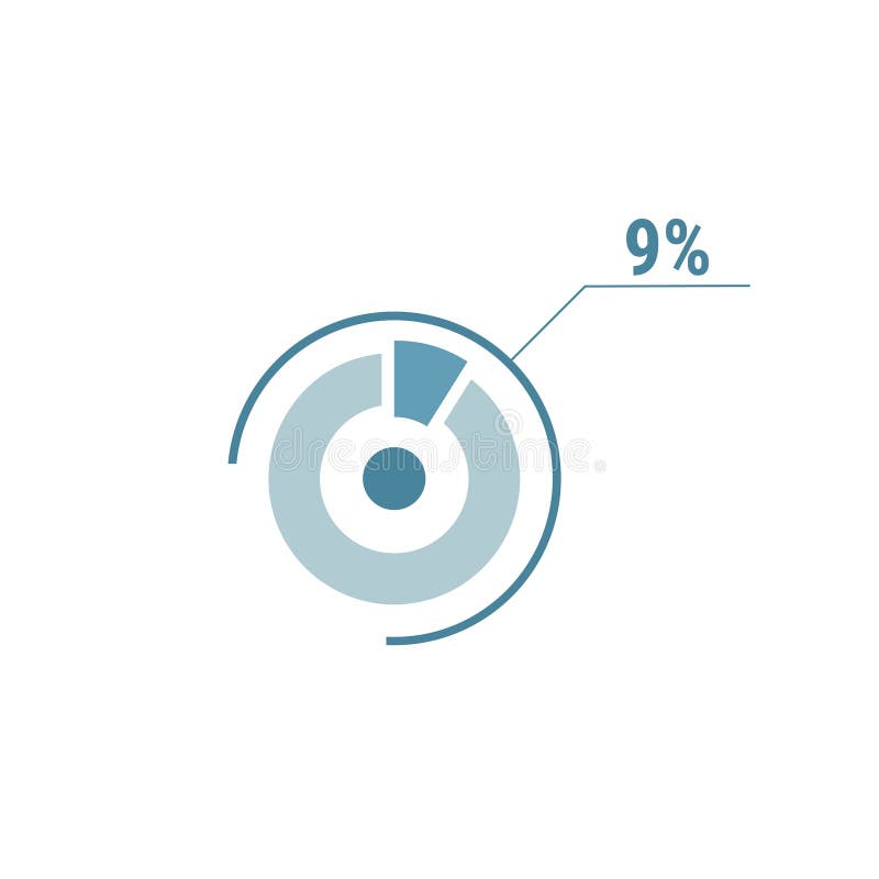 Nine Percent Chart, 9 Percent Circle Diagram, Vector Design Stock ...