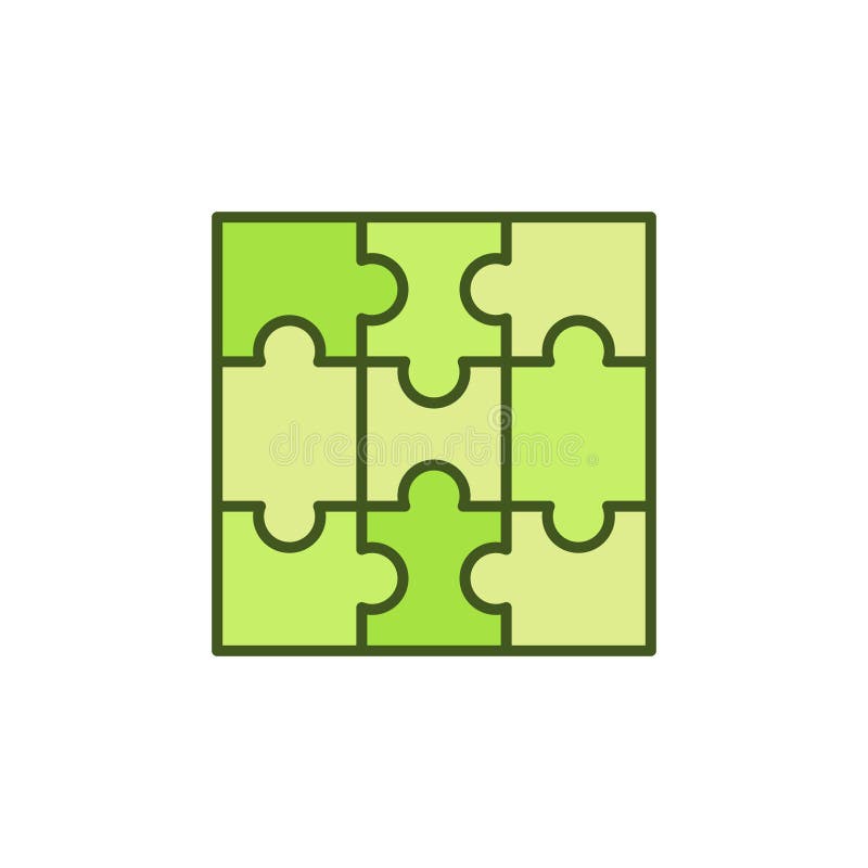 Nine Pieces Puzzle Vector Concept Green Icon Stock Vector ...
