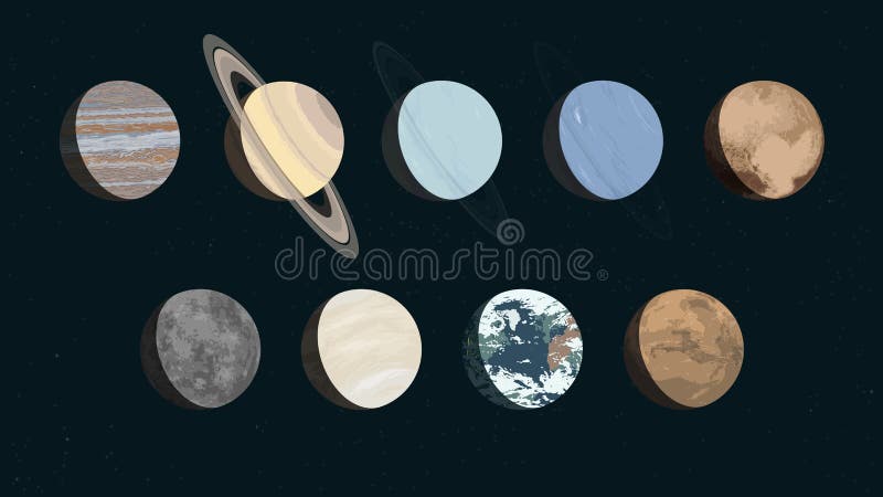 Nine Planets of the Solar System Stock Vector - Illustration of jupiter ...