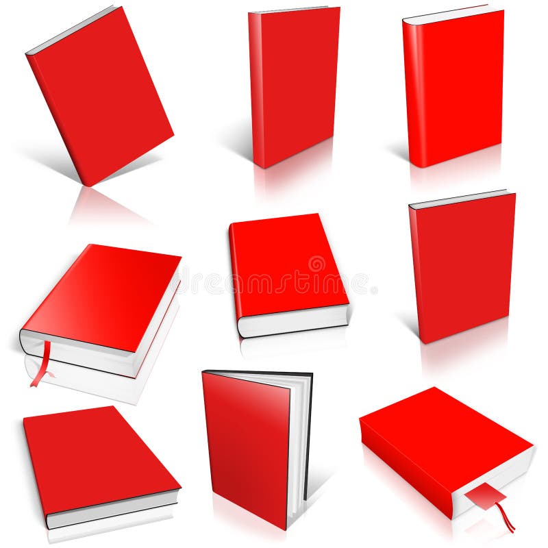 Nine Red Empty Book Template Stock Illustration - Illustration of ...