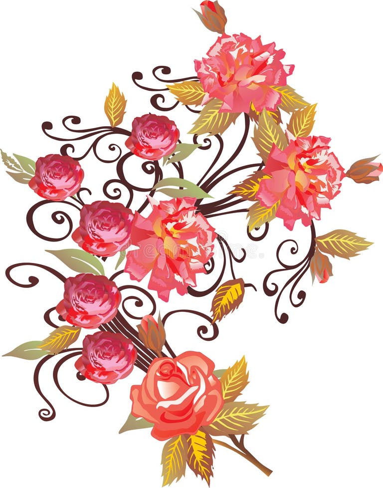 Nine Red Rose Decoration Stock Illustrations – 82 Nine Red Rose ...