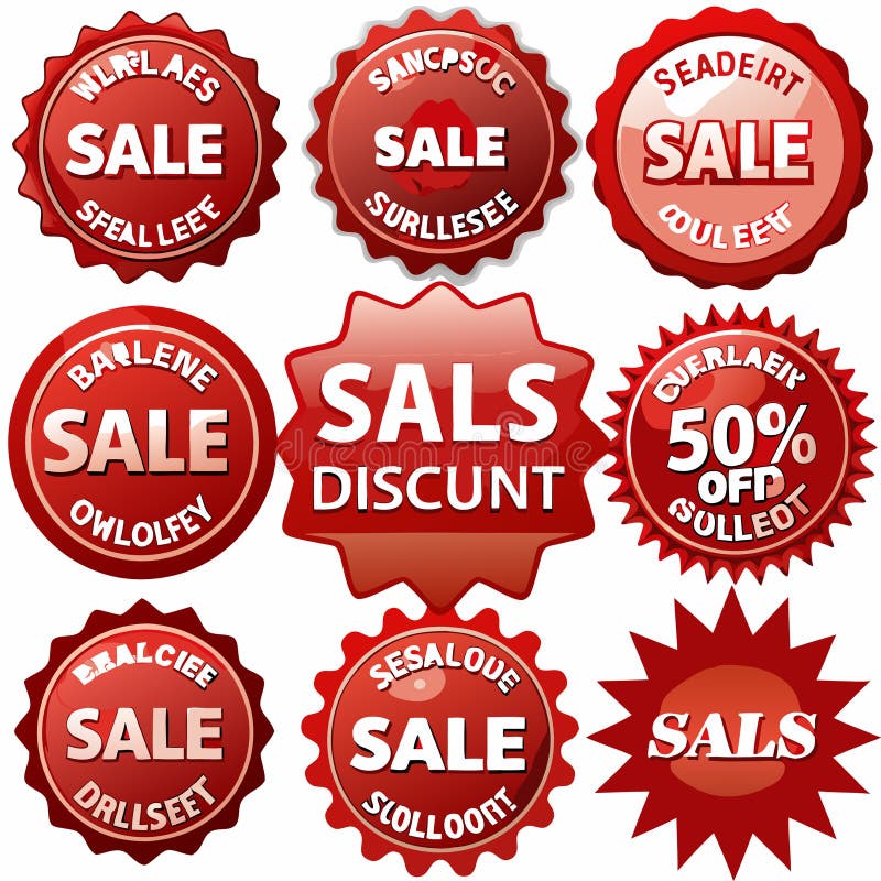 Nine Red Sale Discount Labels and Badges. (1 Stock Vector ...