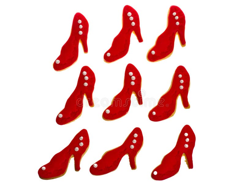 Nine red shoe cookies stock photo. Image of cooking, diet - 24549746