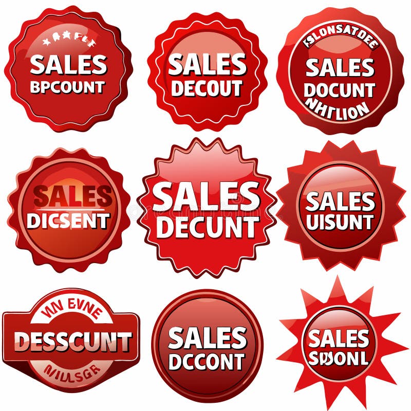 Nine Red Starburst Sales Discount Labels Stock Vector - Illustration of ...