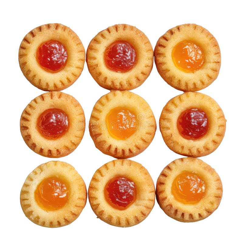 Nine Round Cookies with Orange and Red Jam Fillings Stock Image ...