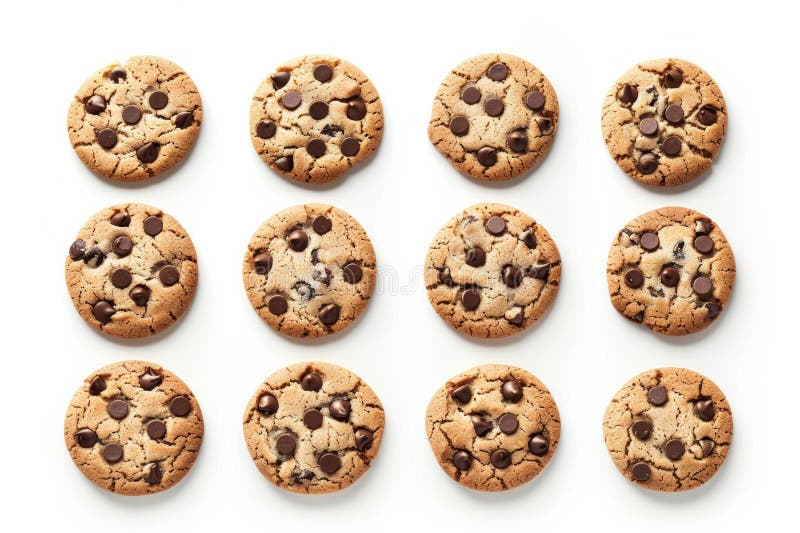 Nine Crackle Cookies Isolated on White. AI Generated Stock Image ...