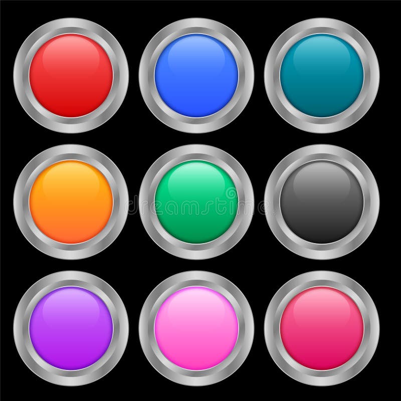 Nine Round Shiny Buttons in Different Colors Stock Vector ...