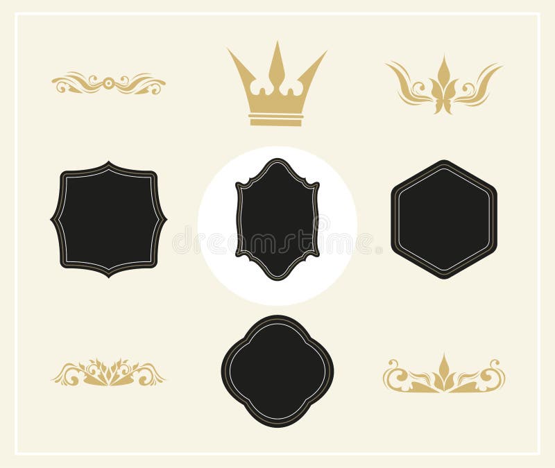 Nine royal labels icons stock vector. Illustration of luxury - 240547523