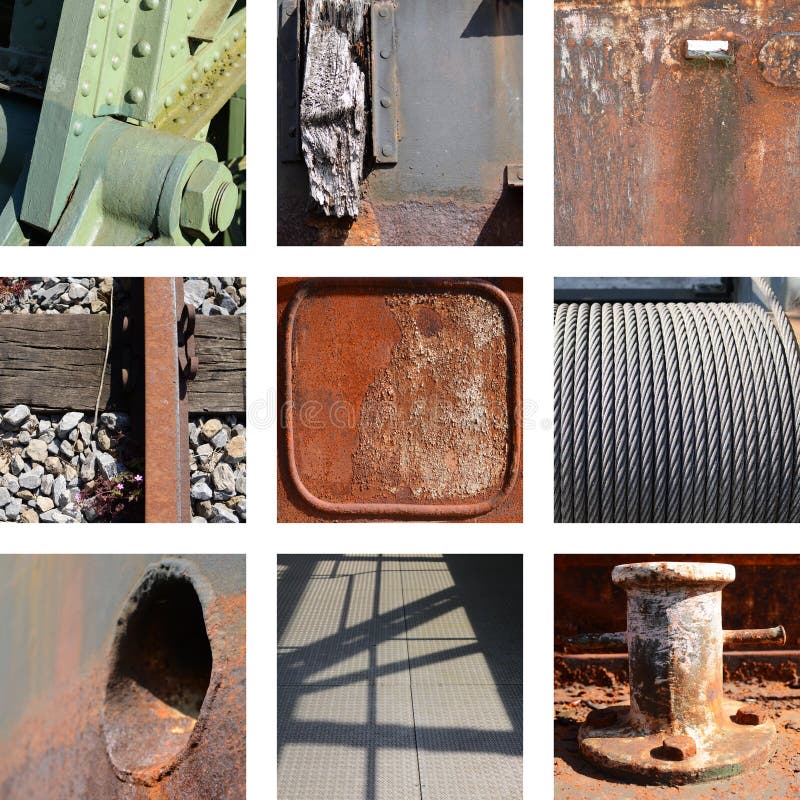 Nine Rusty Iron Plates and Structures Stock Image - Image of crafts ...
