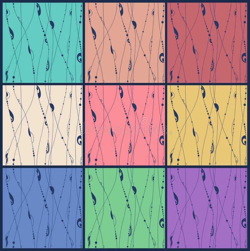 Nine Seamless Abstract Hand-drawn Pattern Stock Vector - Illustration ...