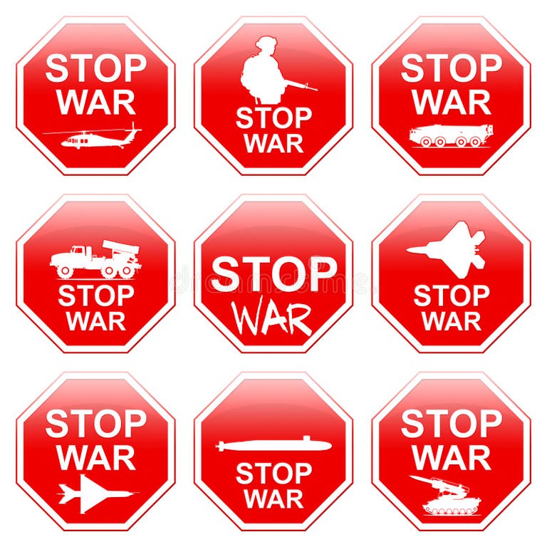 Nine signs stop war. stock image. Illustration of hexagon - 54755099