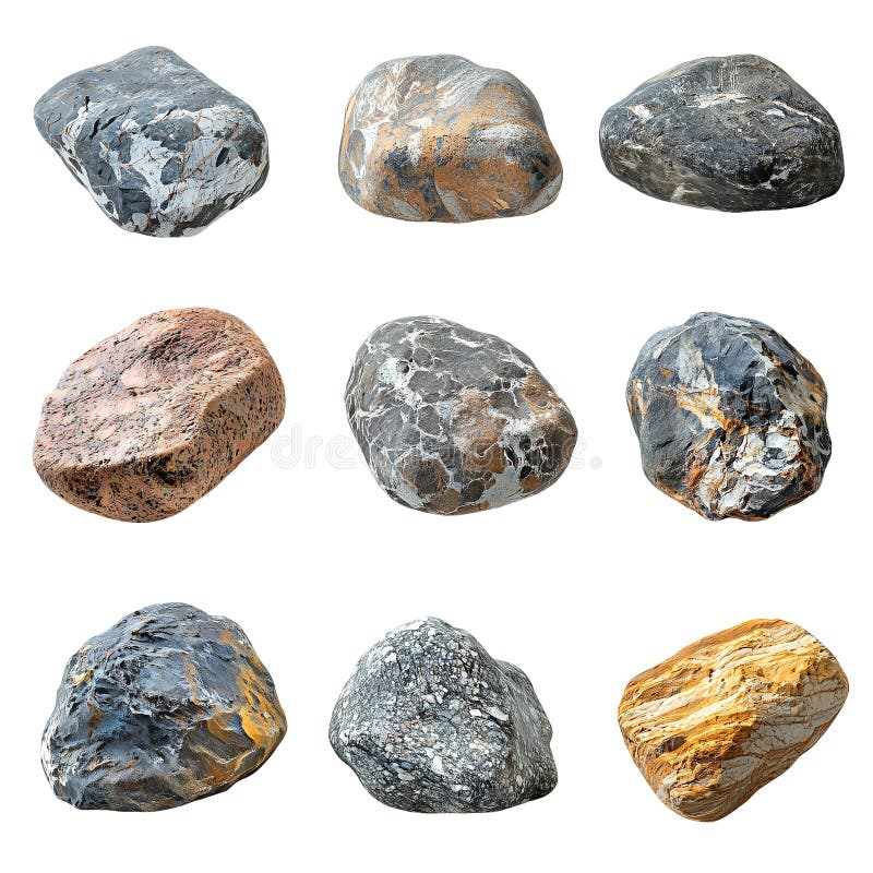 Nine Smooth River Rocks Natural Stones Set Art Grey Path Stock ...