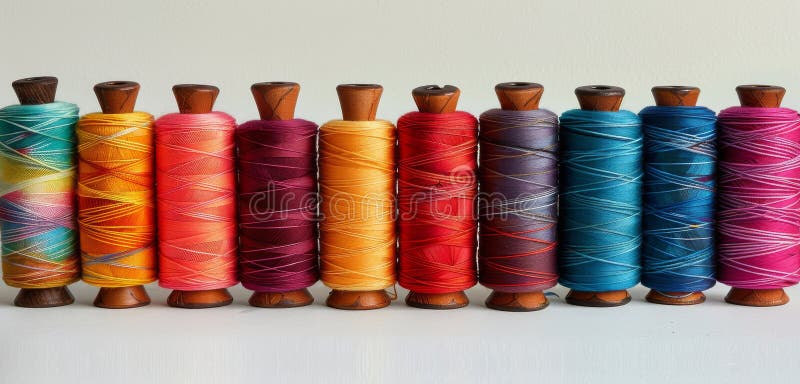Colorful Spools of Thread on White Background Stock Photo - Image of ...