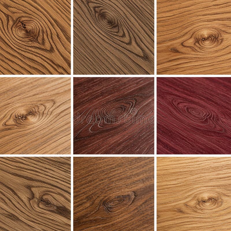 Nine Square Sections Display Various Wood Grain Patterns, Each with ...