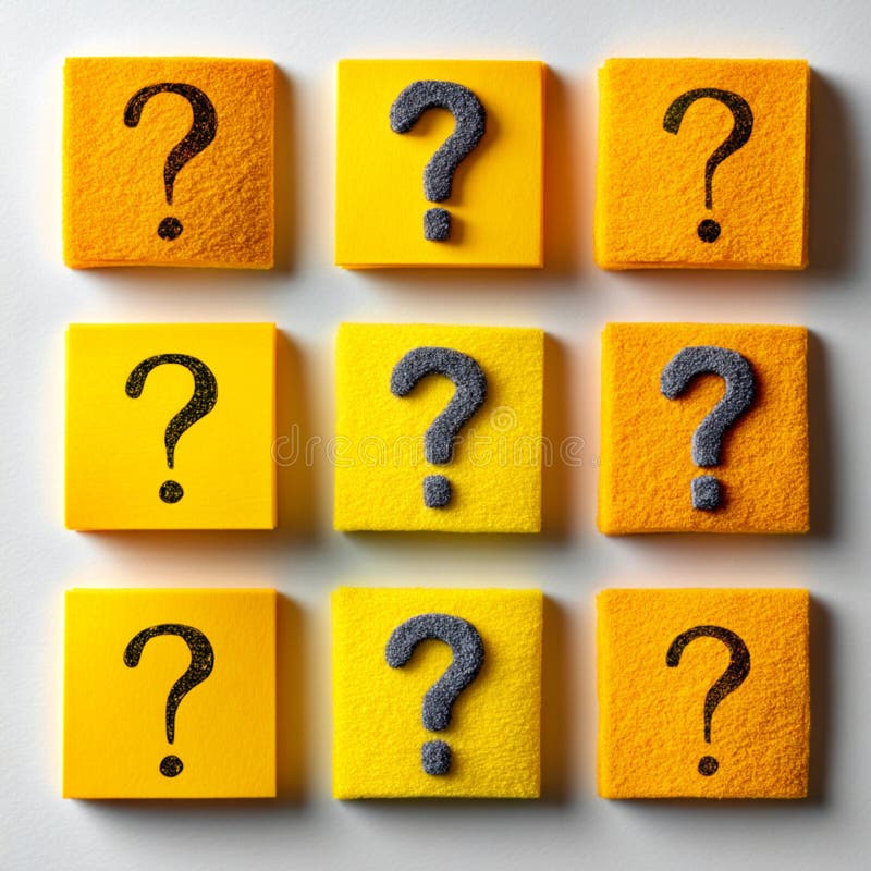Nine Squares with Question Marks in Yellow and Orange Tones Stock ...